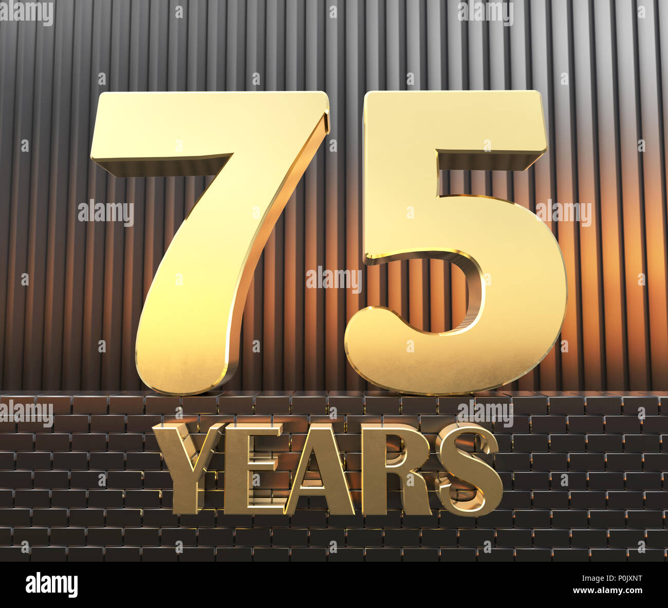 Golden number seventy five (number 75) and the word "years" against the ...