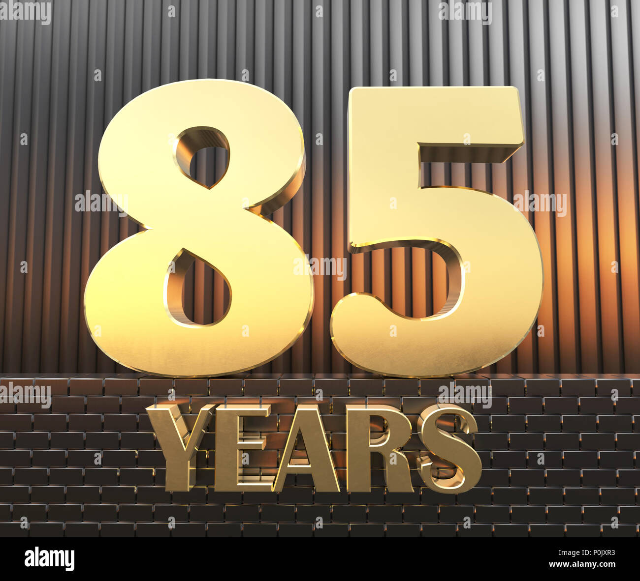 Golden number eighty five (number 85) and the word "years" against the ...