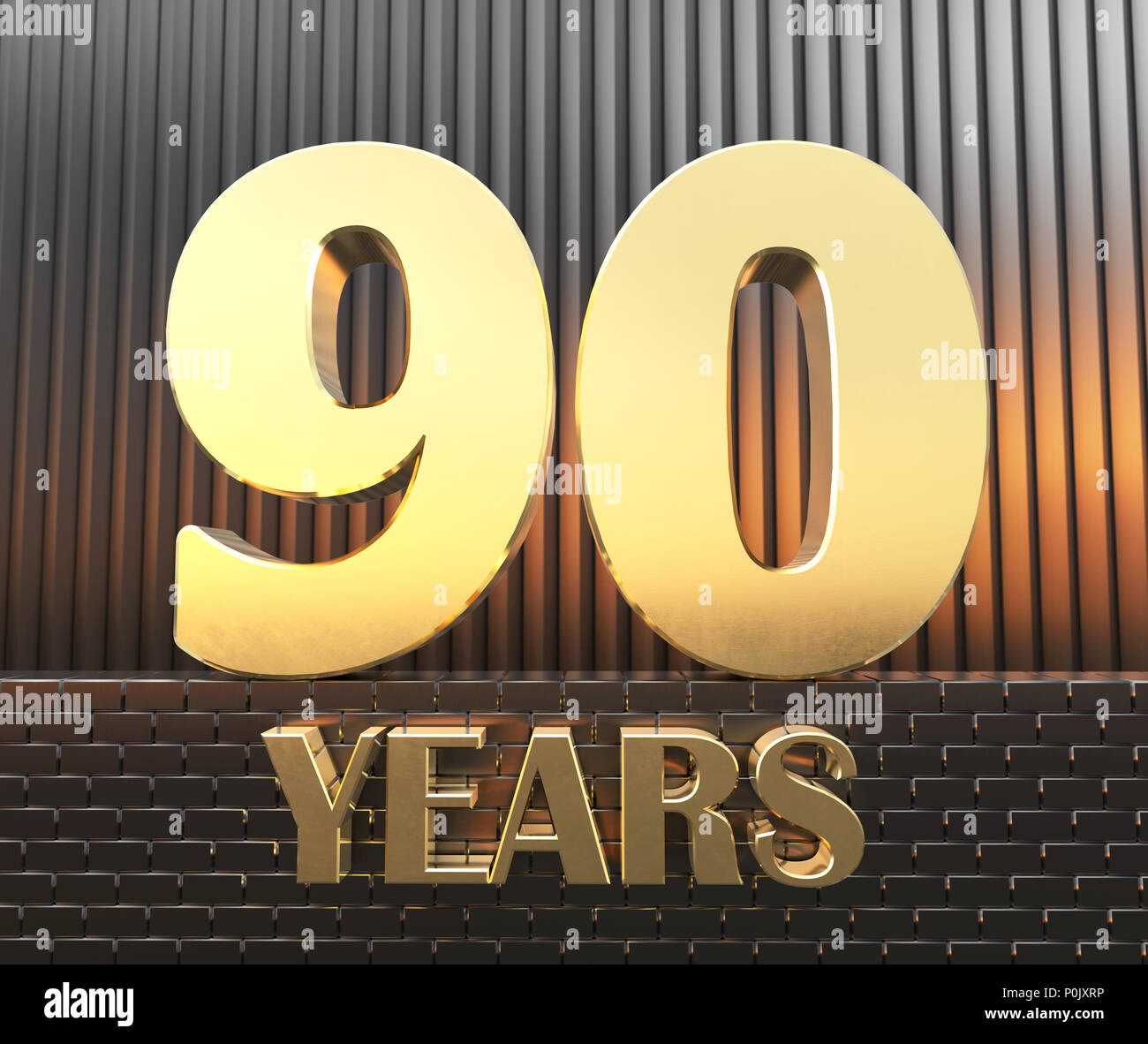 Golden number ninety (number 90) and the word "years" against the ...