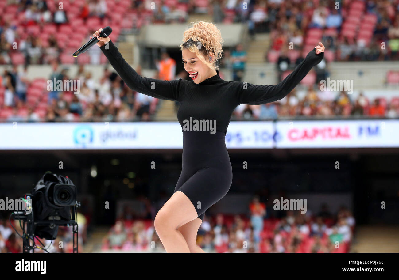Raye on stage during Capital's Summertime Ball with Vodafone at Wembley ...