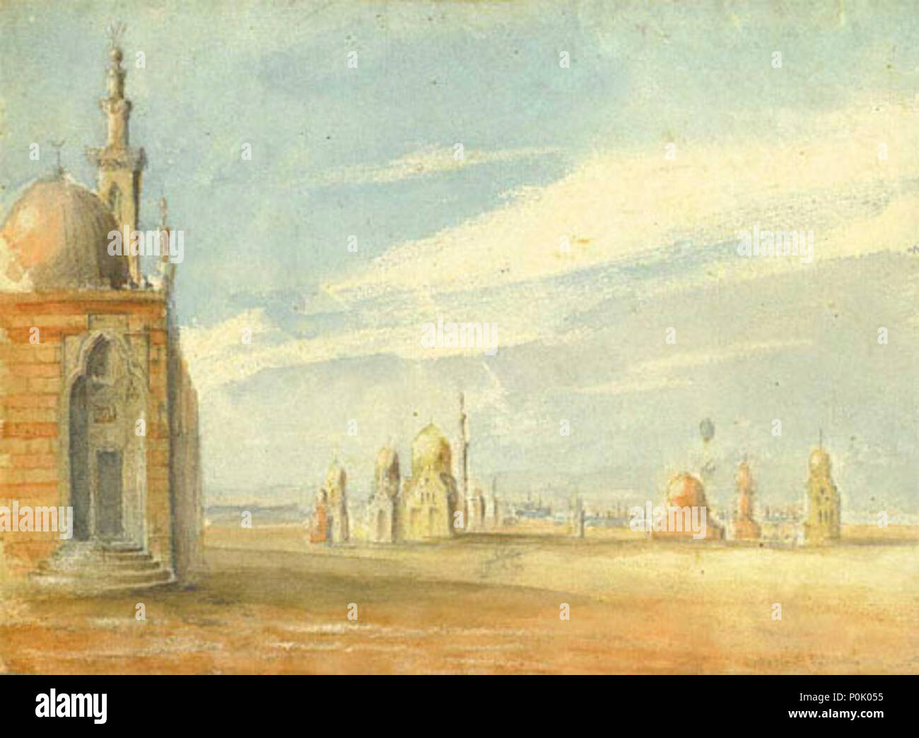 City of the Dead Cairo circa 1840 watercolor by John Prendergast Stock ...