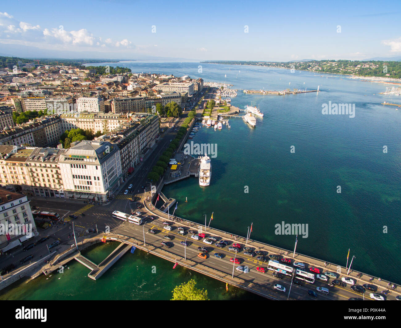 Aerial view of Leman lake - Geneva city in Switzerland Stock Photo - Alamy