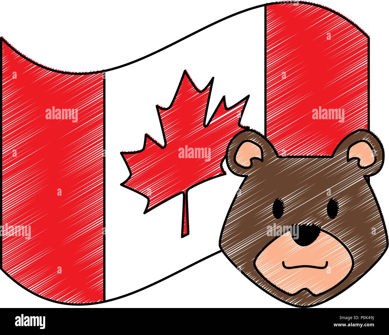 canadian flag with bear grizzly vector illustration design Stock Vector ...