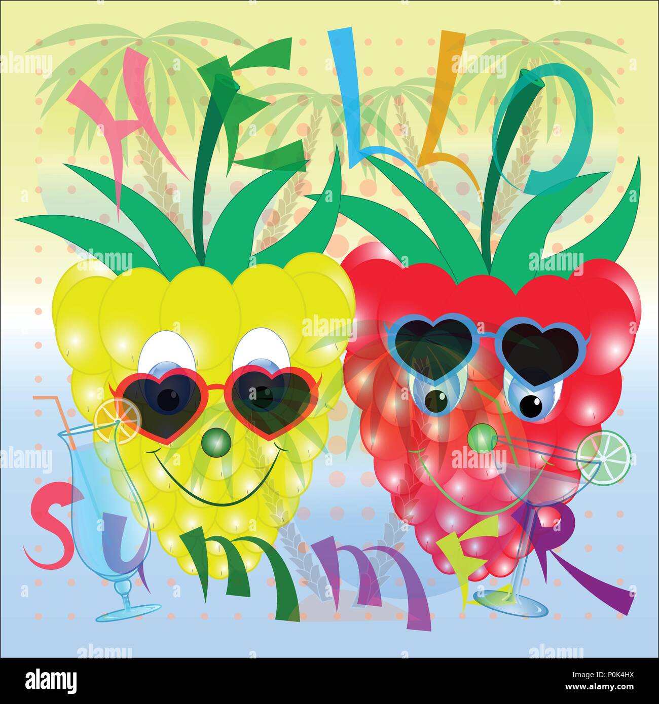 Raspberry hello summer cartoon poster Stock Vector Image & Art - Alamy