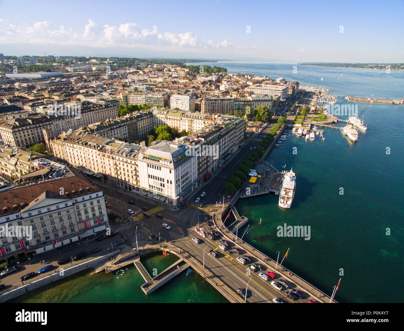 Aerial view of Leman lake - Geneva city in Switzerland Stock Photo - Alamy