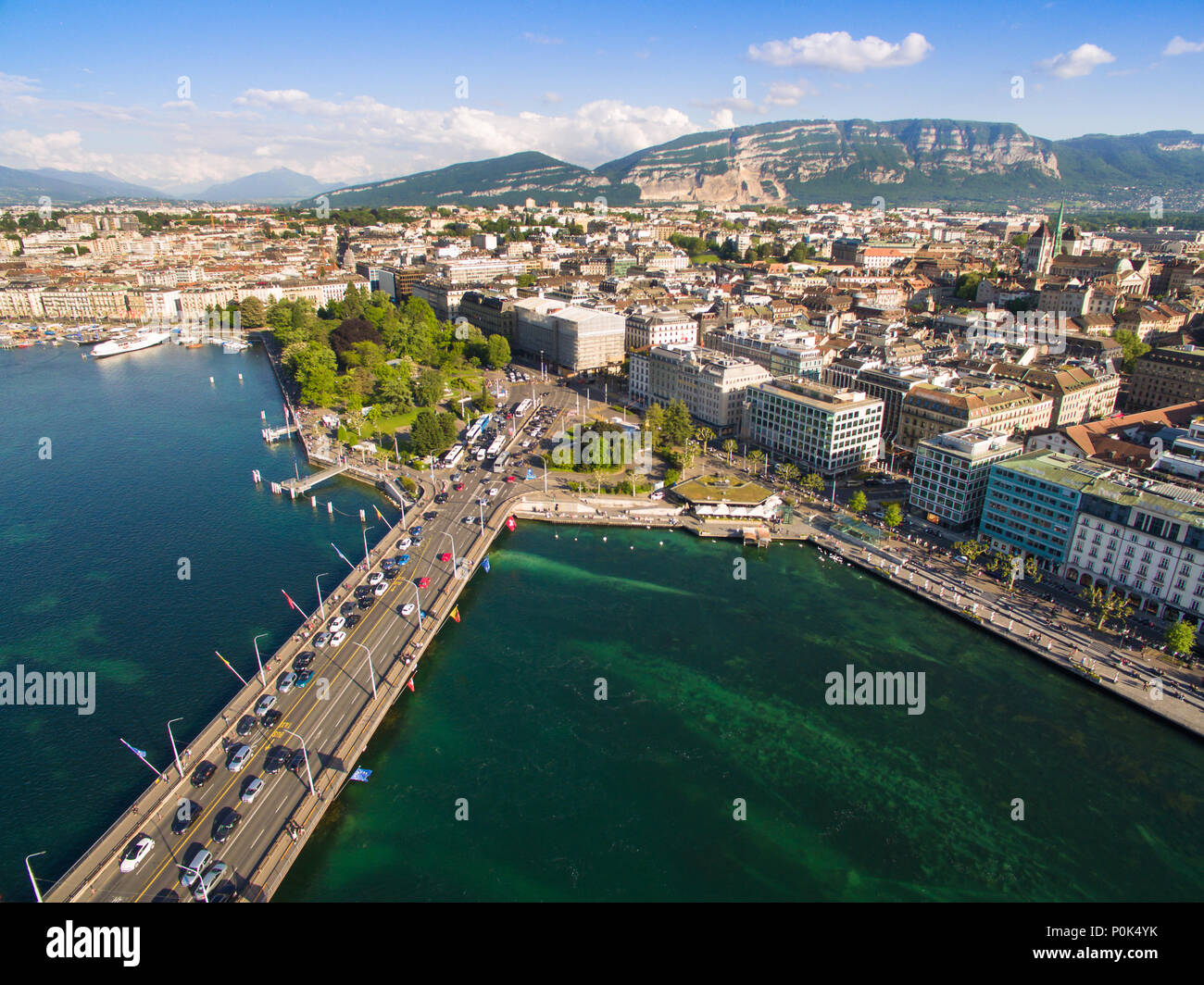 Aerial view of Leman lake - Geneva city in Switzerland Stock Photo - Alamy