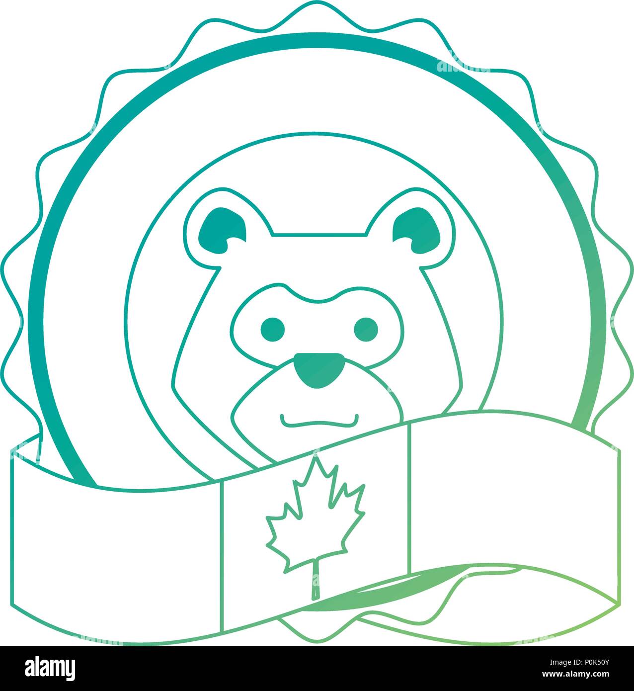 canadian flag with bear grizzly vector illustration design Stock Vector ...