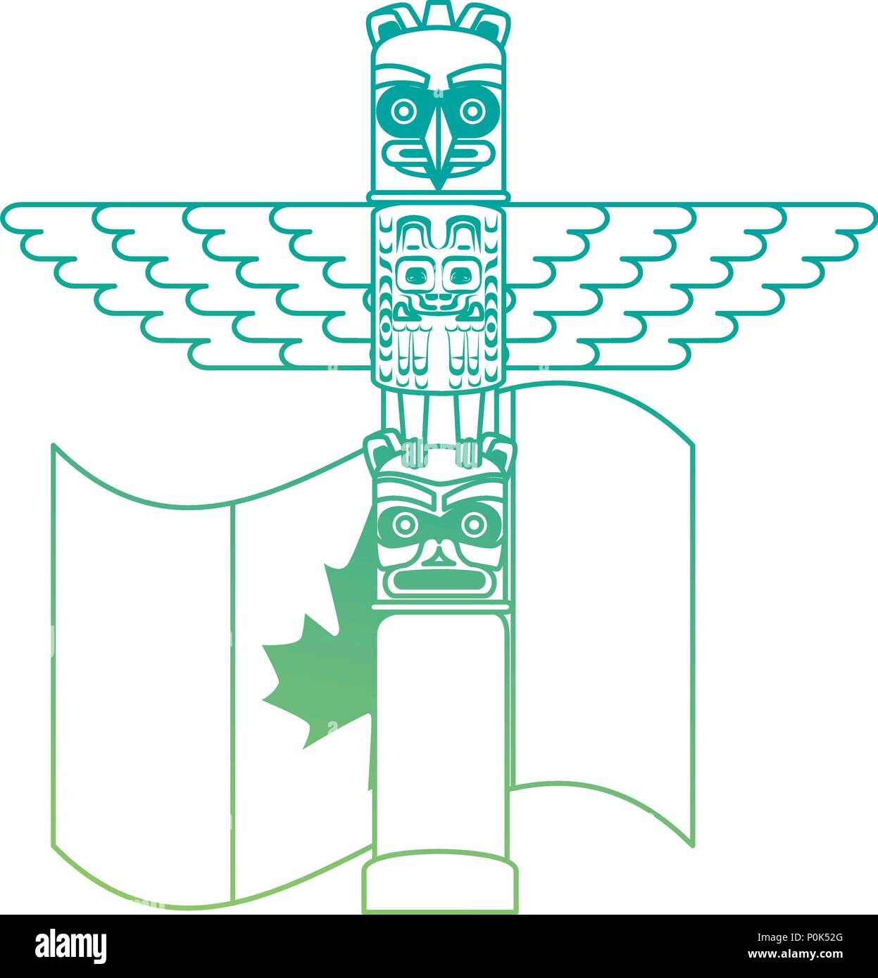 canadian wooden totem with flag vector illustration design Stock Vector ...