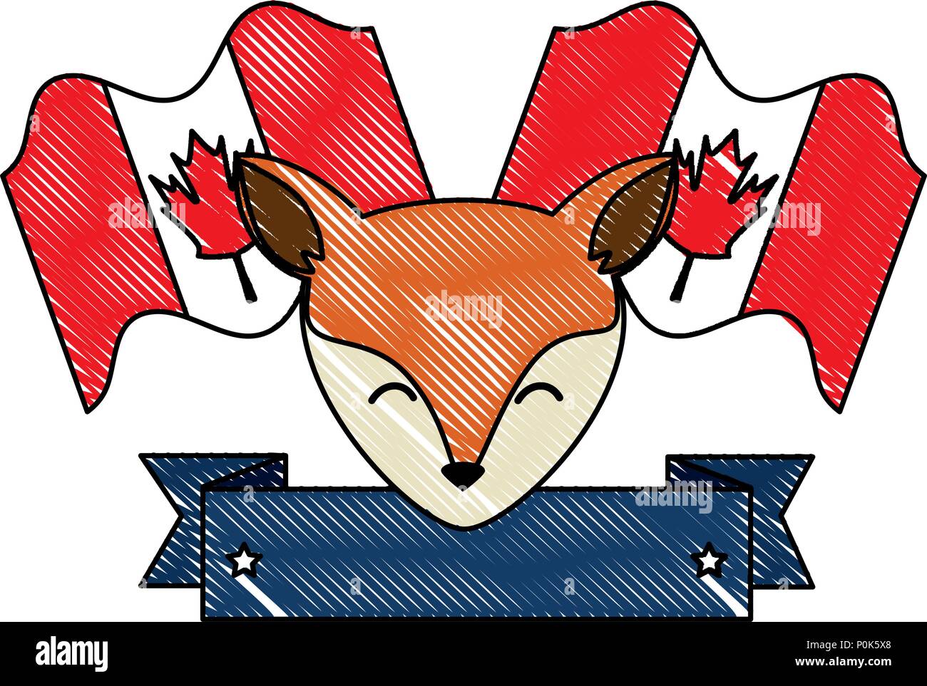 wild canadian fox with flags Stock Vector Image & Art - Alamy