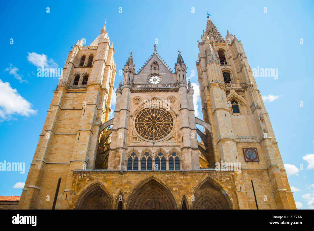 Facade of the Gothic cathedral. Leon, Spain Stock Photo - Alamy
