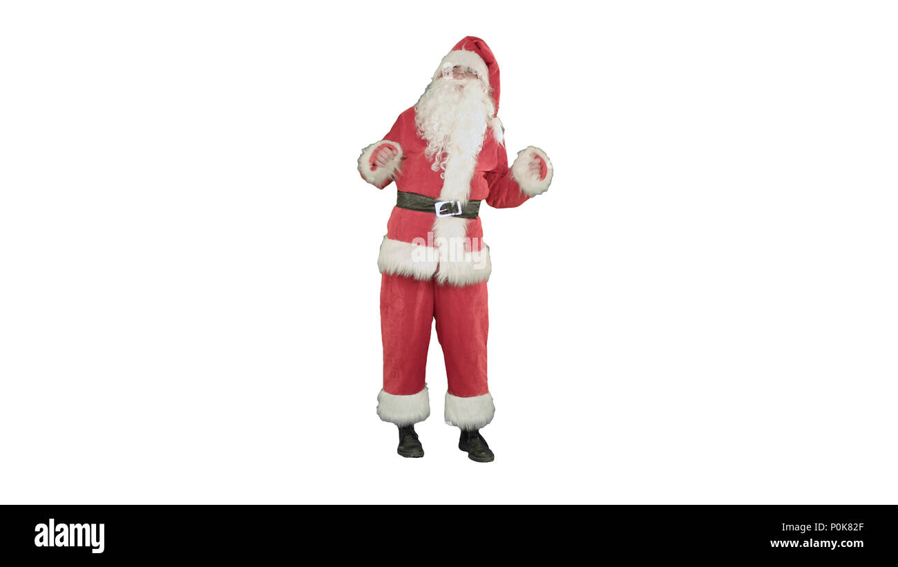 Santa Claus Dancing on white background Stock Photo - Alamy
