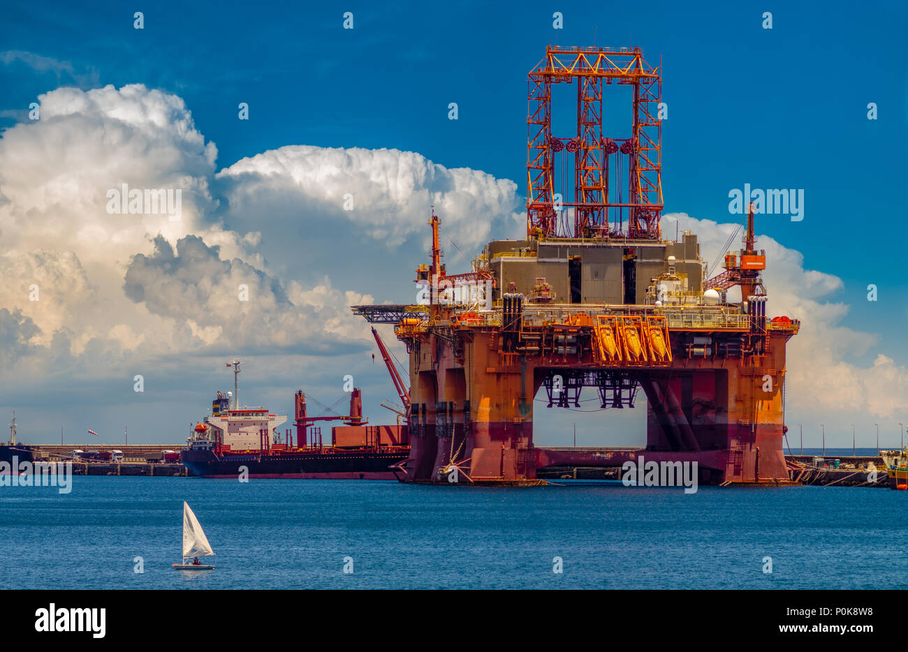 drilling platform in the port Stock Photo - Alamy