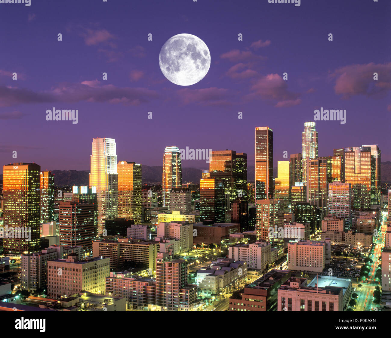 1995 HISTORICAL DOWNTOWN SKYLINE LOS ANGELES CALIFORNIA USA Stock Photo ...