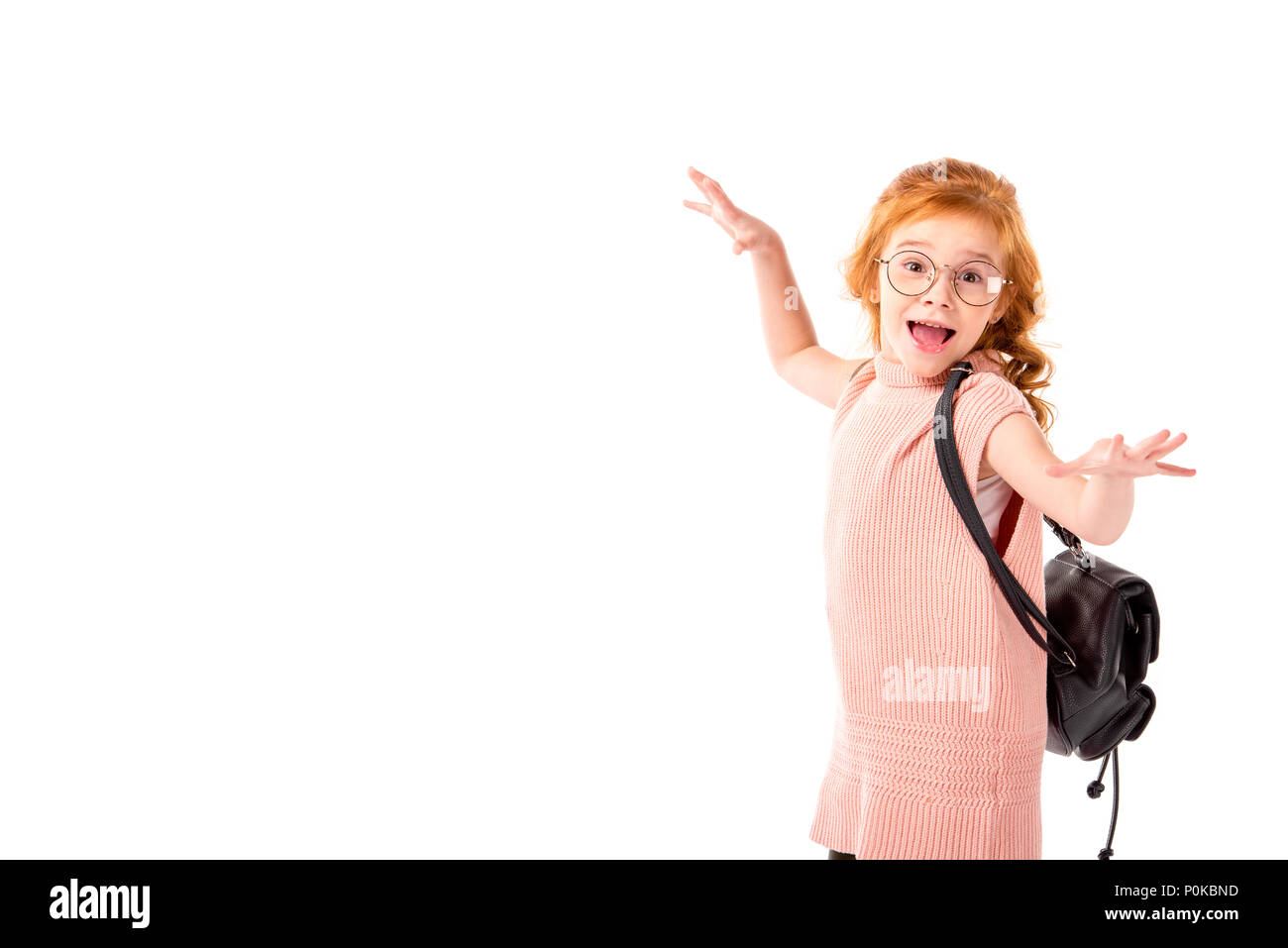 happy redhead kid dancing isolated on white Stock Photo - Alamy
