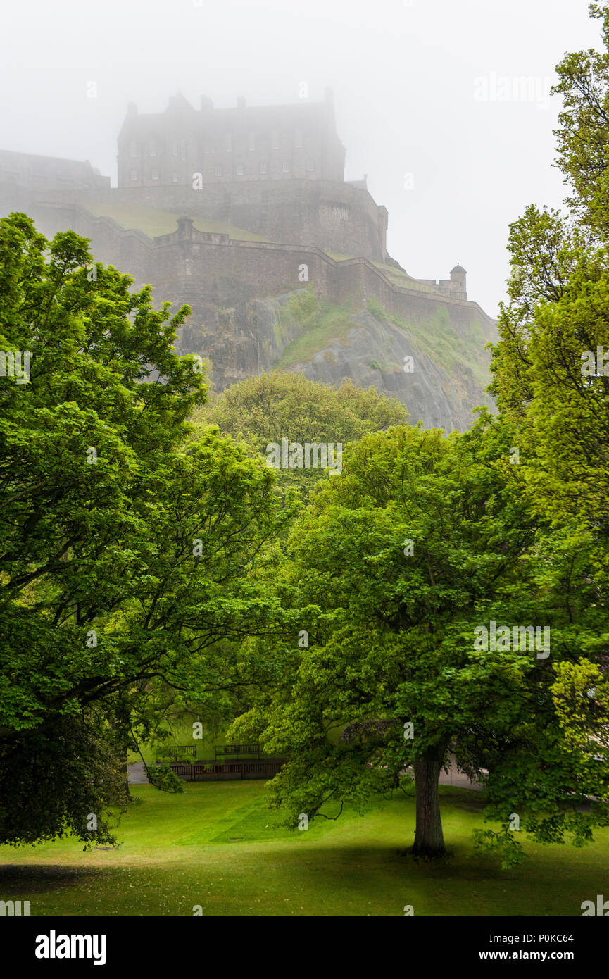 edinburgh foggy day gardens Stock Photo - Alamy