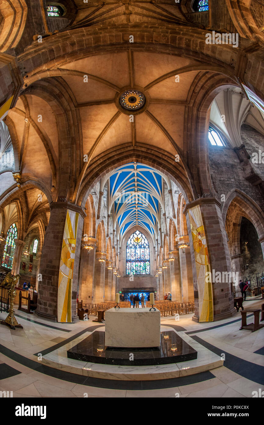 An interior view of St Giles Cathedral, taken wit a fisheye lens Stock ...