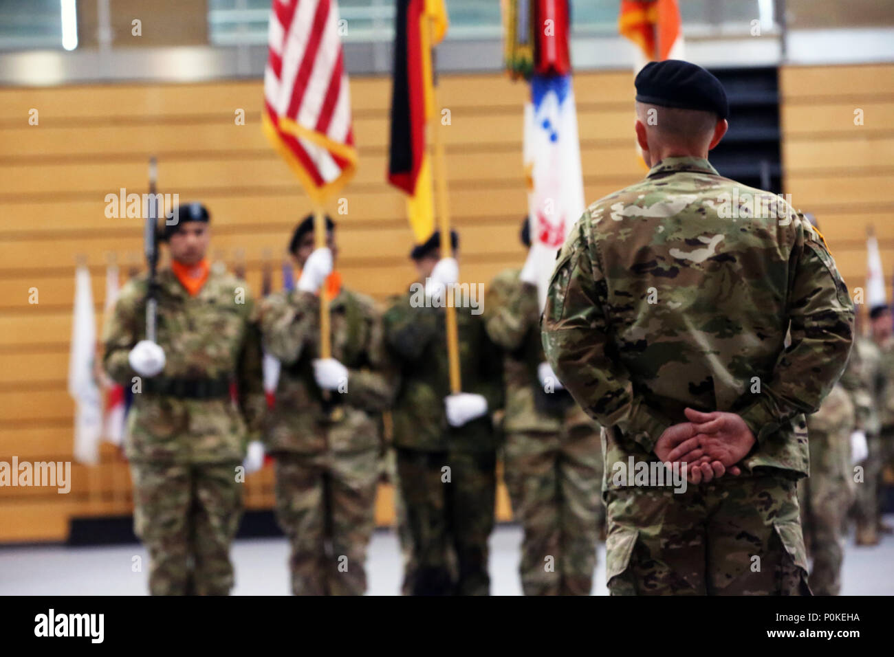 U.S. Army Col. Jeff Worthington stands before the formation of Soldiers ...