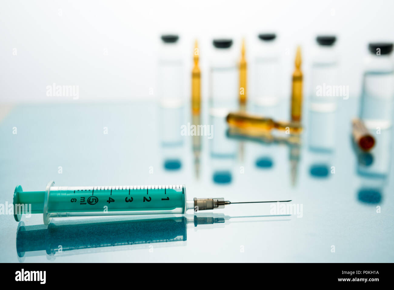 Medical Vaccine vial hypodermic injection treatment disease care in ...