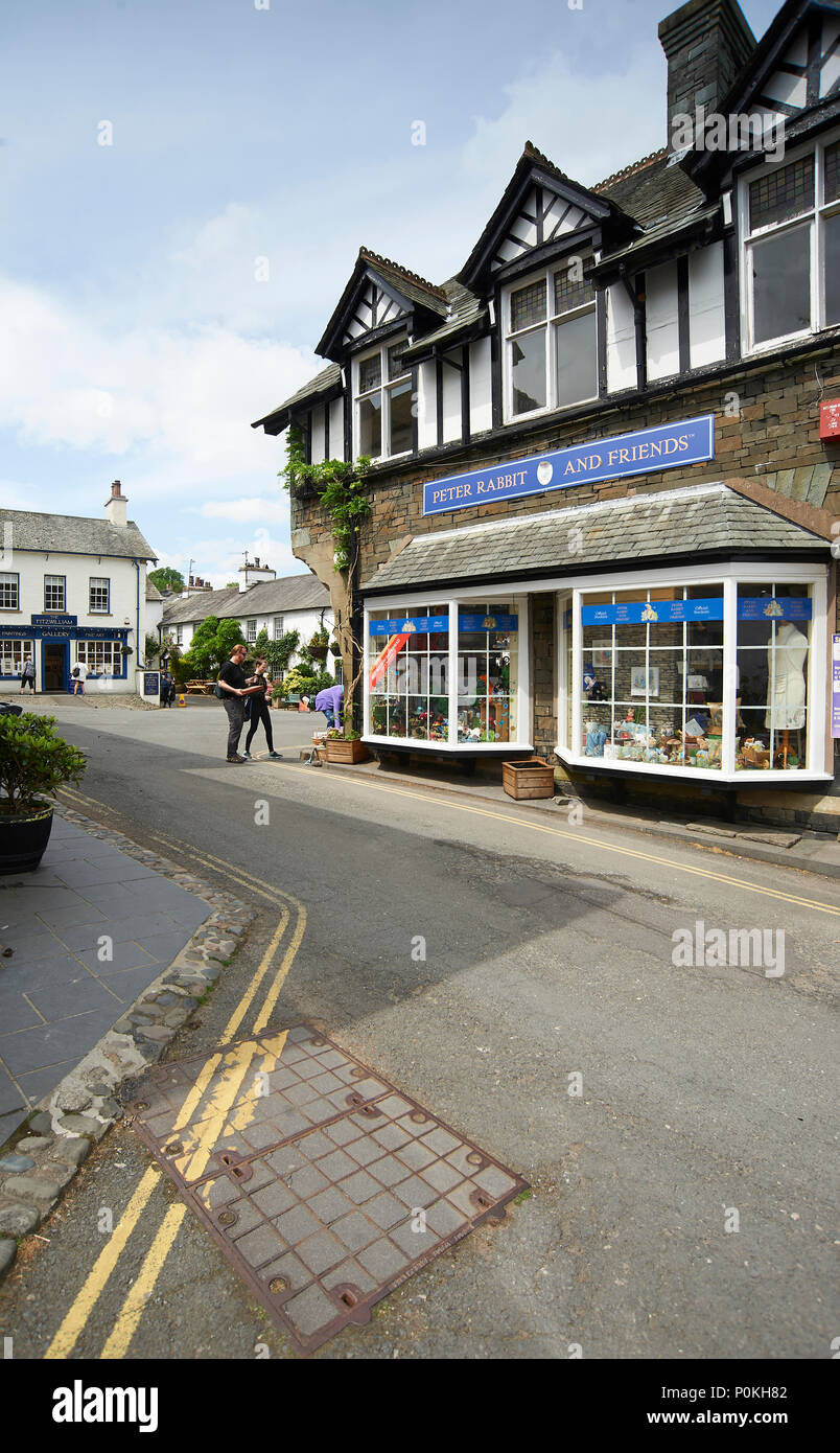 The village of Hawkshead in Cumbria. The village is a popular ...