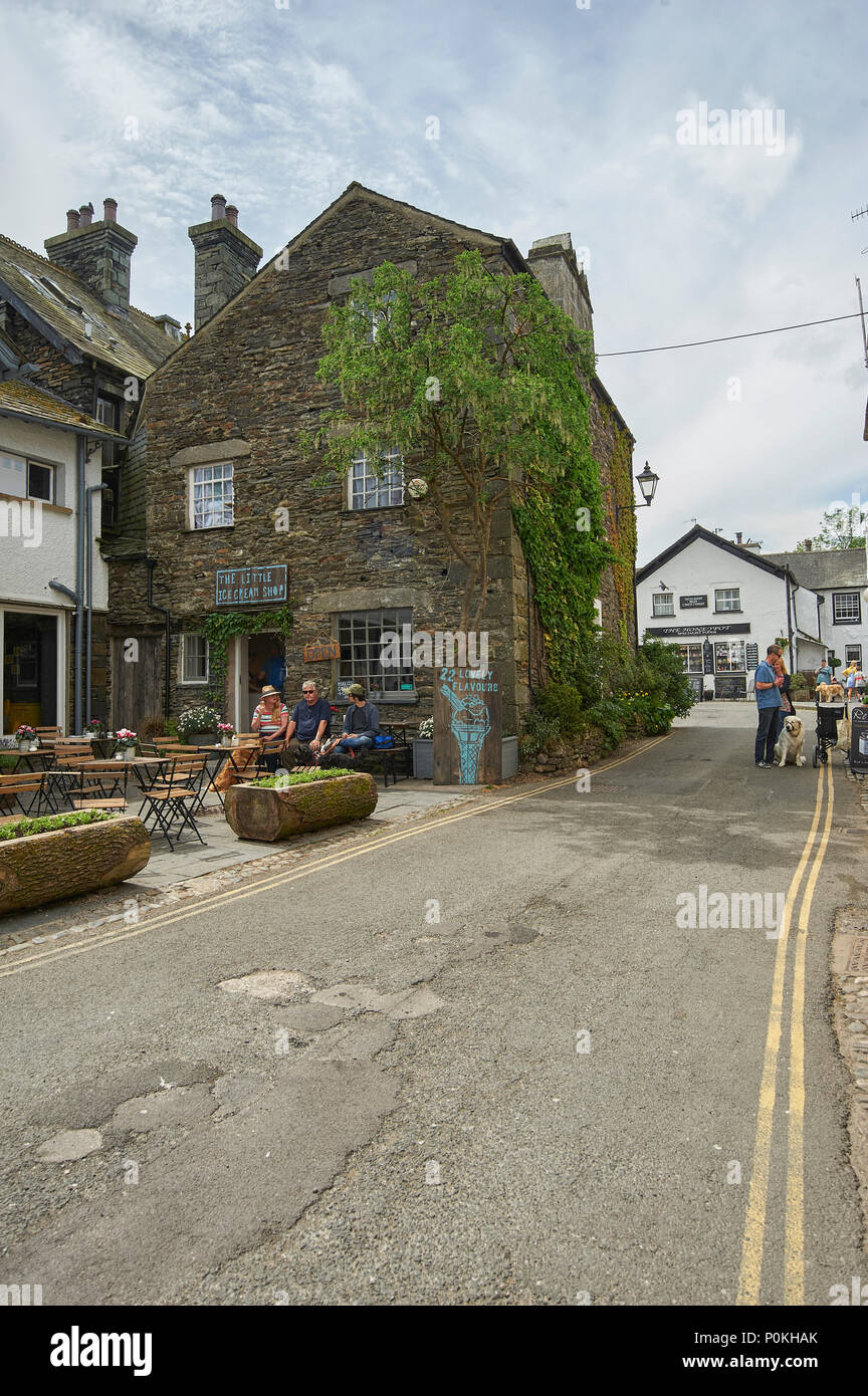 The village of Hawkshead in Cumbria. The village is a popular ...