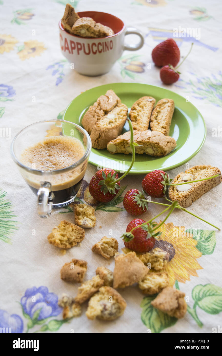 set table for morning breakfast with biscuits and fruit Stock Photo - Alamy