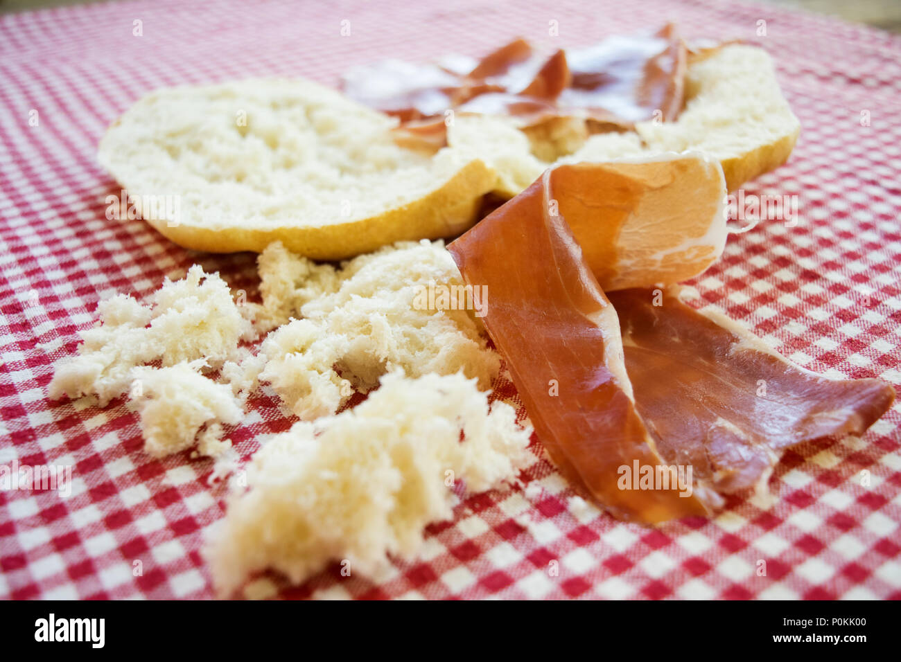 making smoked ham sandwich using a bread roll called rosetta Stock ...