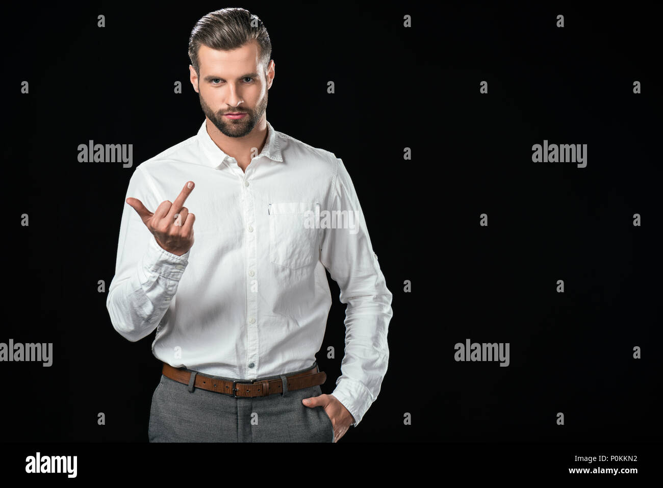 Black man showing the middle finger hi-res stock photography and images ...