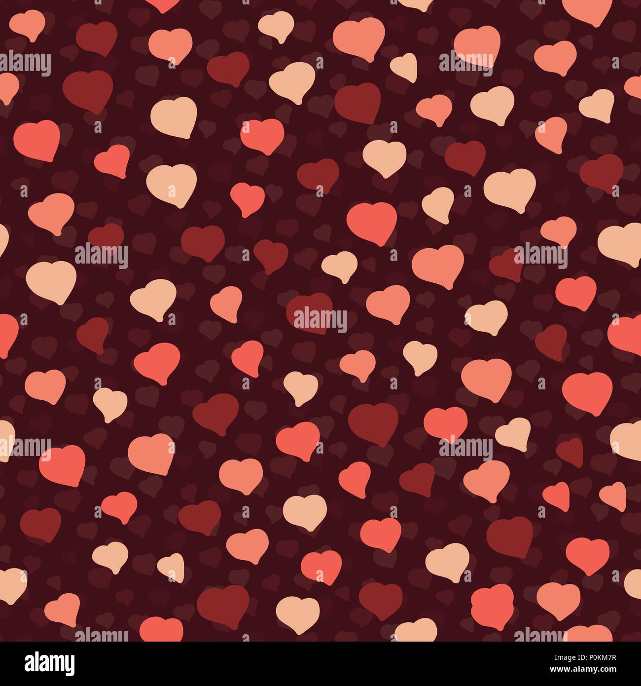 Lovely hand-drawn hearts background in warm colors. For decoration or ...