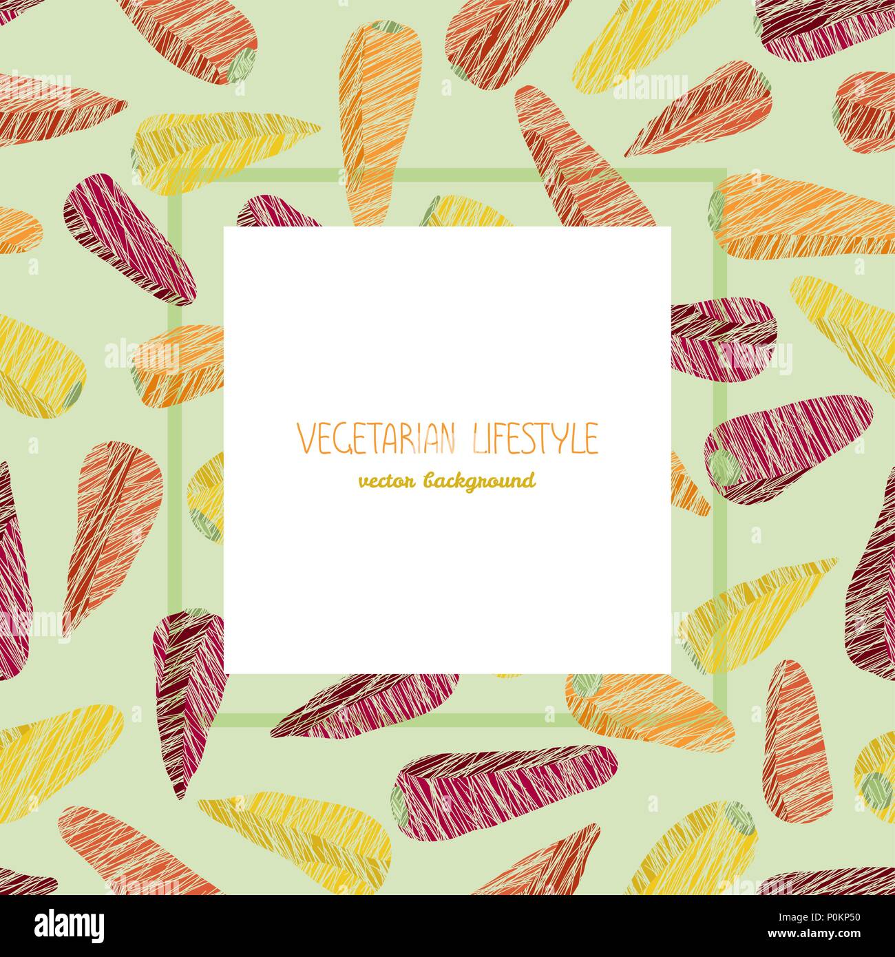 Types of baby carrots. Text frame. Scratched seamless pattern. Copy ...