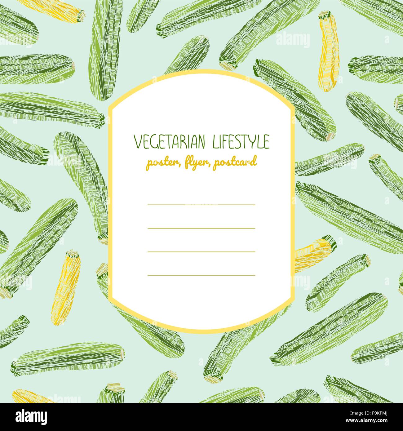 Green and golden zucchini. Text frame. Copy space. Bountiful harvest ...