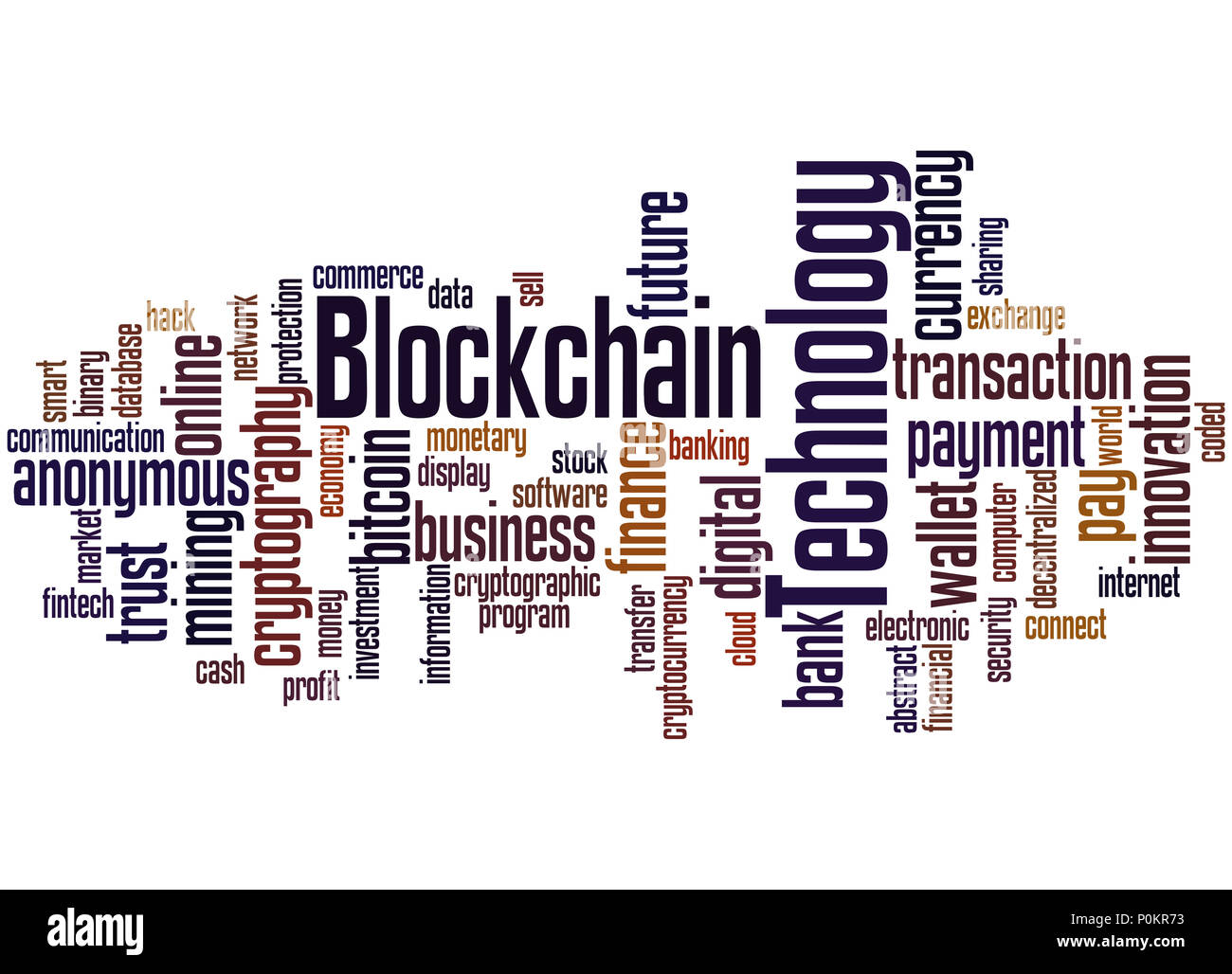 Blockchain technology, word cloud concept on white background Stock ...