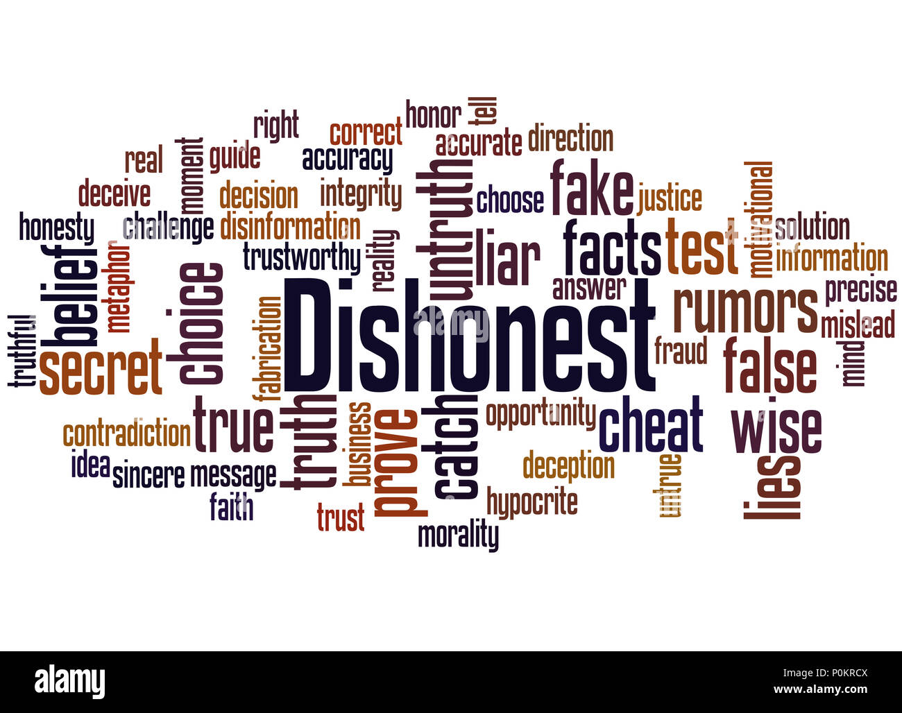 Dishonest, word cloud concept on white background Stock Photo - Alamy