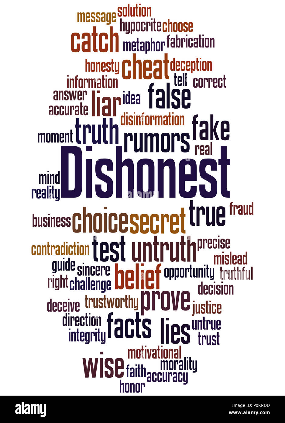 Dishonest, word cloud concept on white background Stock Photo - Alamy
