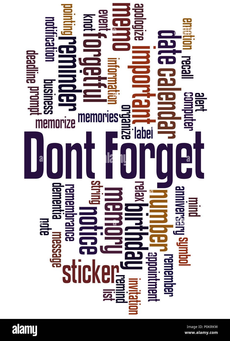 Dont forget, word cloud concept on white background Stock Photo - Alamy