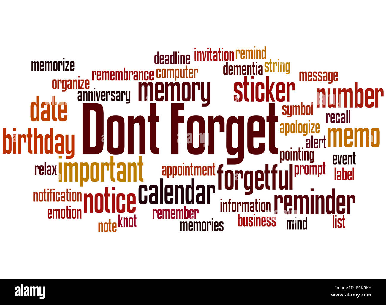 Dont forget, word cloud concept on white background Stock Photo - Alamy