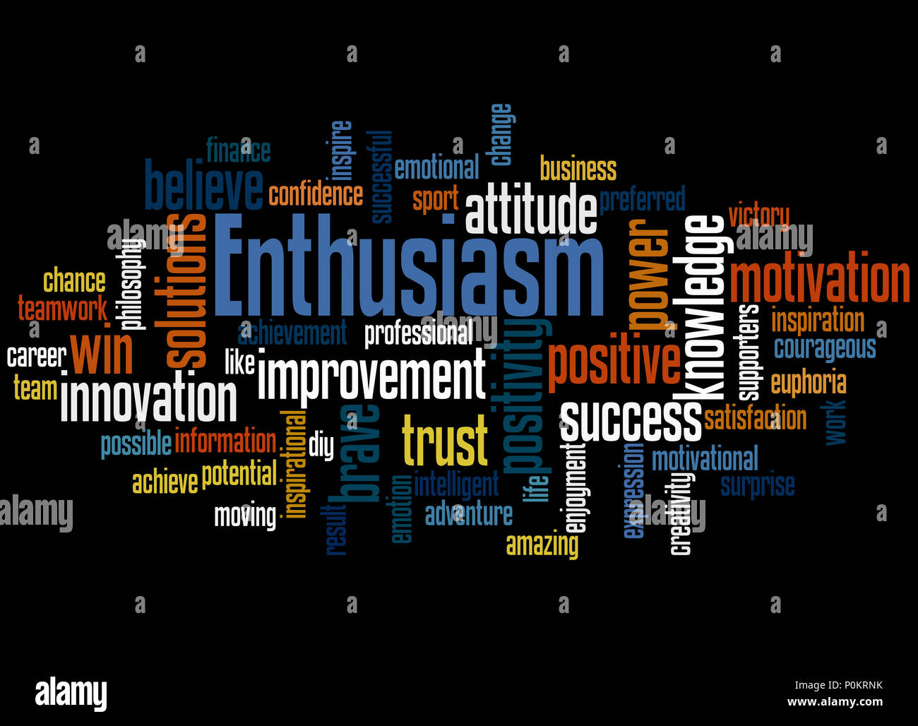 Enthusiasm, word cloud concept on black background Stock Photo - Alamy