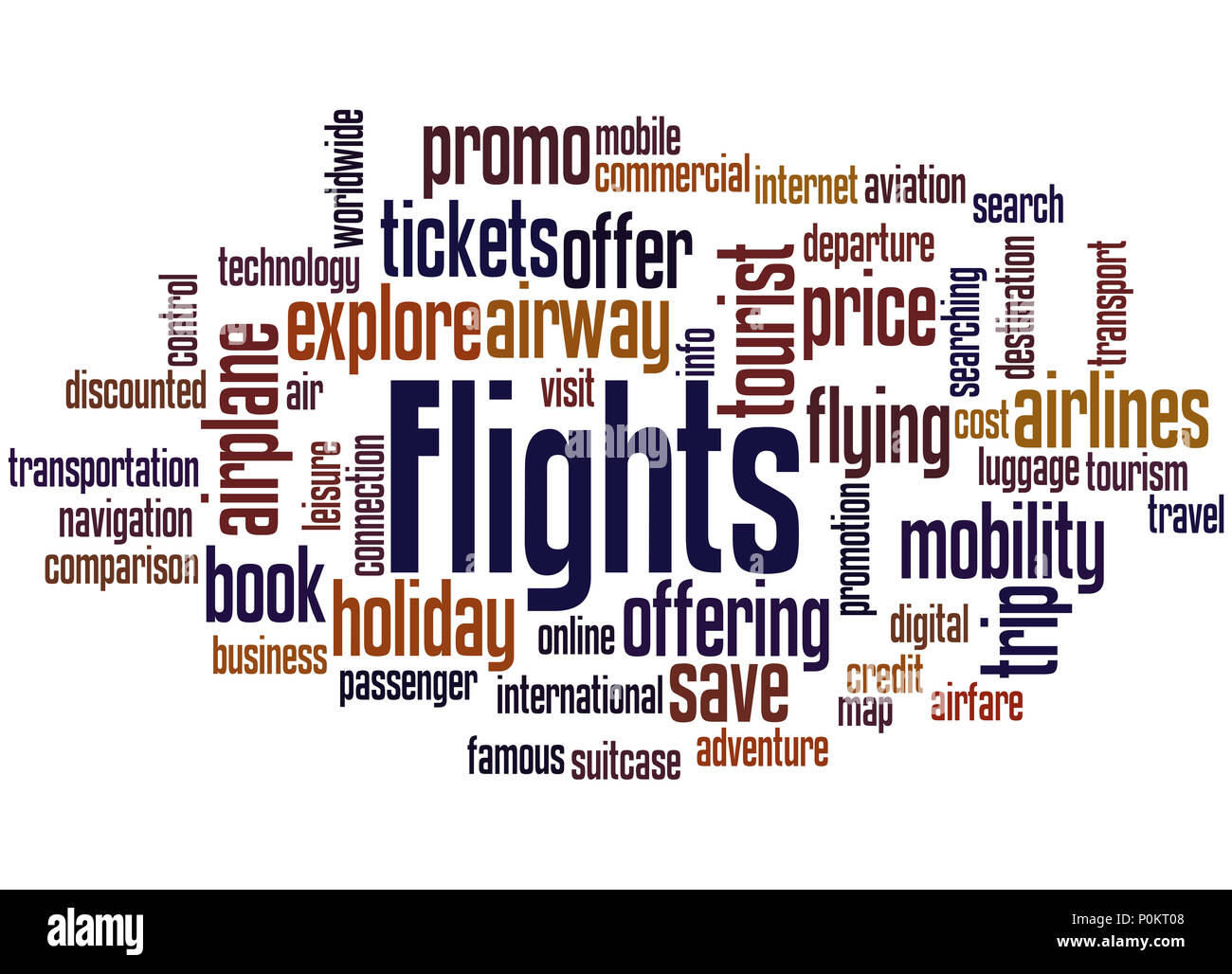 Flights, word cloud concept on white background Stock Photo - Alamy
