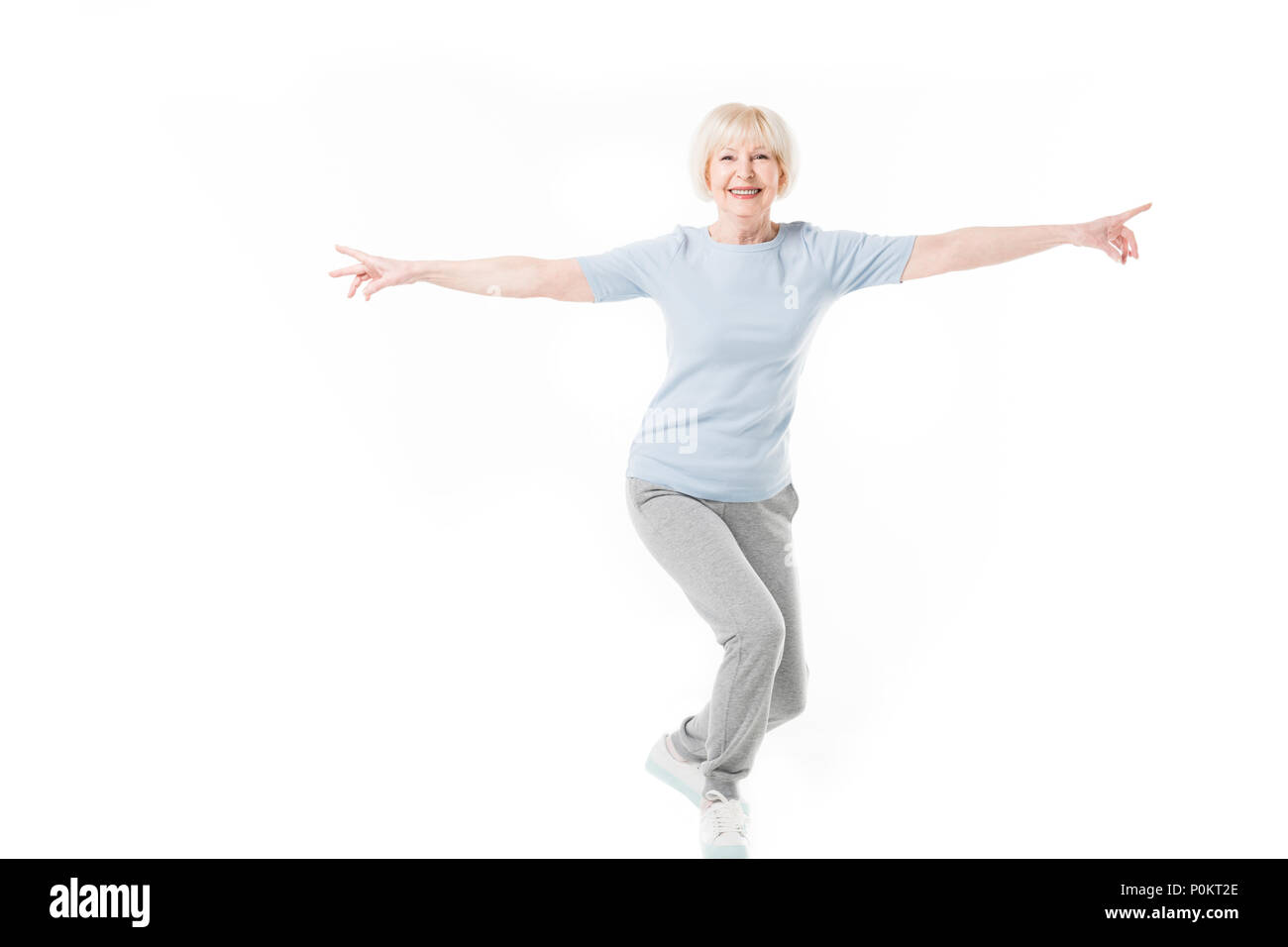 Woman exercise arms wide Cut Out Stock Images & Pictures - Alamy