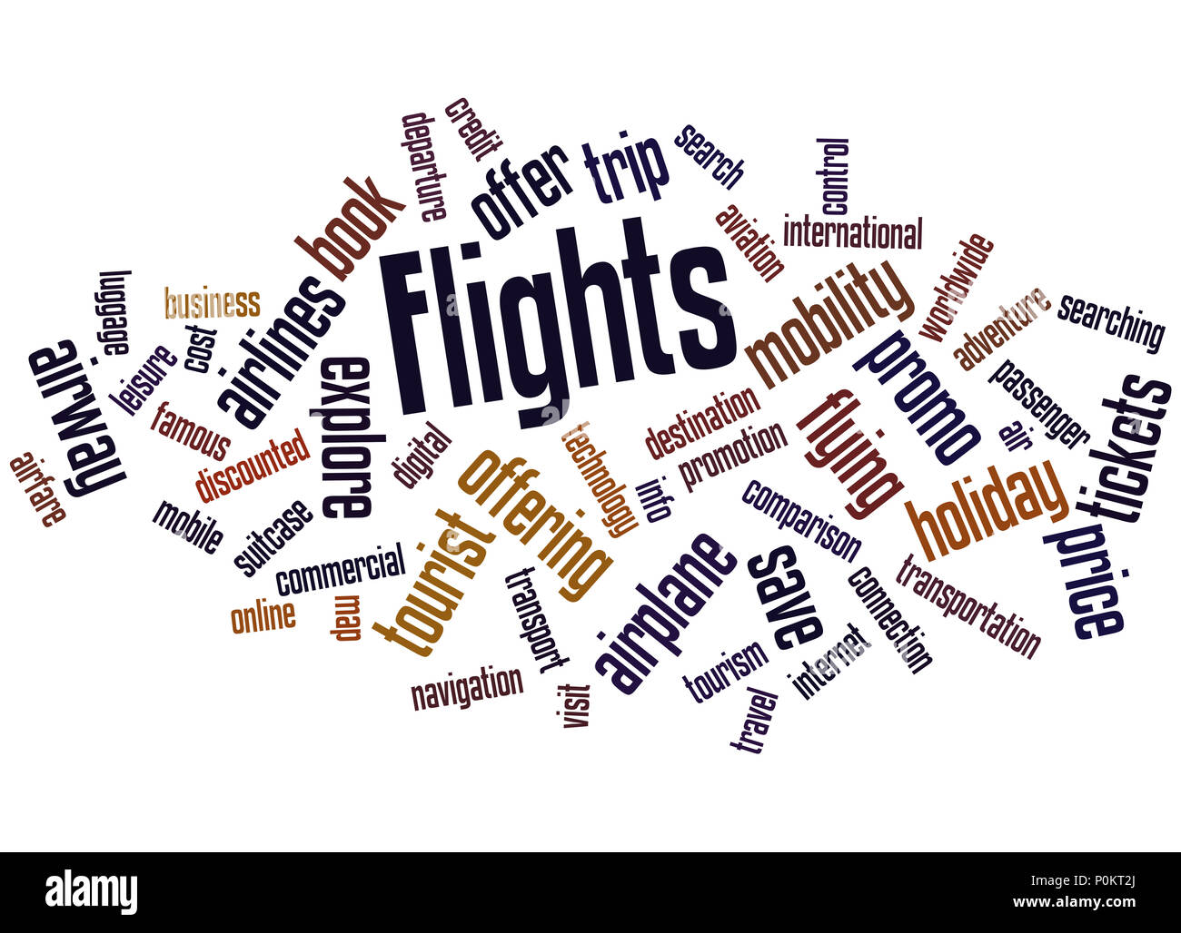 Flights, word cloud concept on white background Stock Photo - Alamy