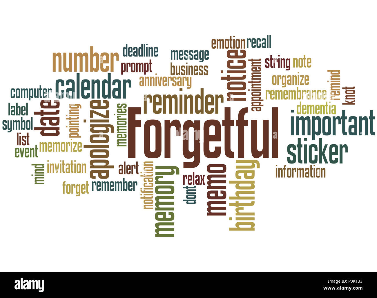 Forgetful, word cloud concept on white background Stock Photo - Alamy