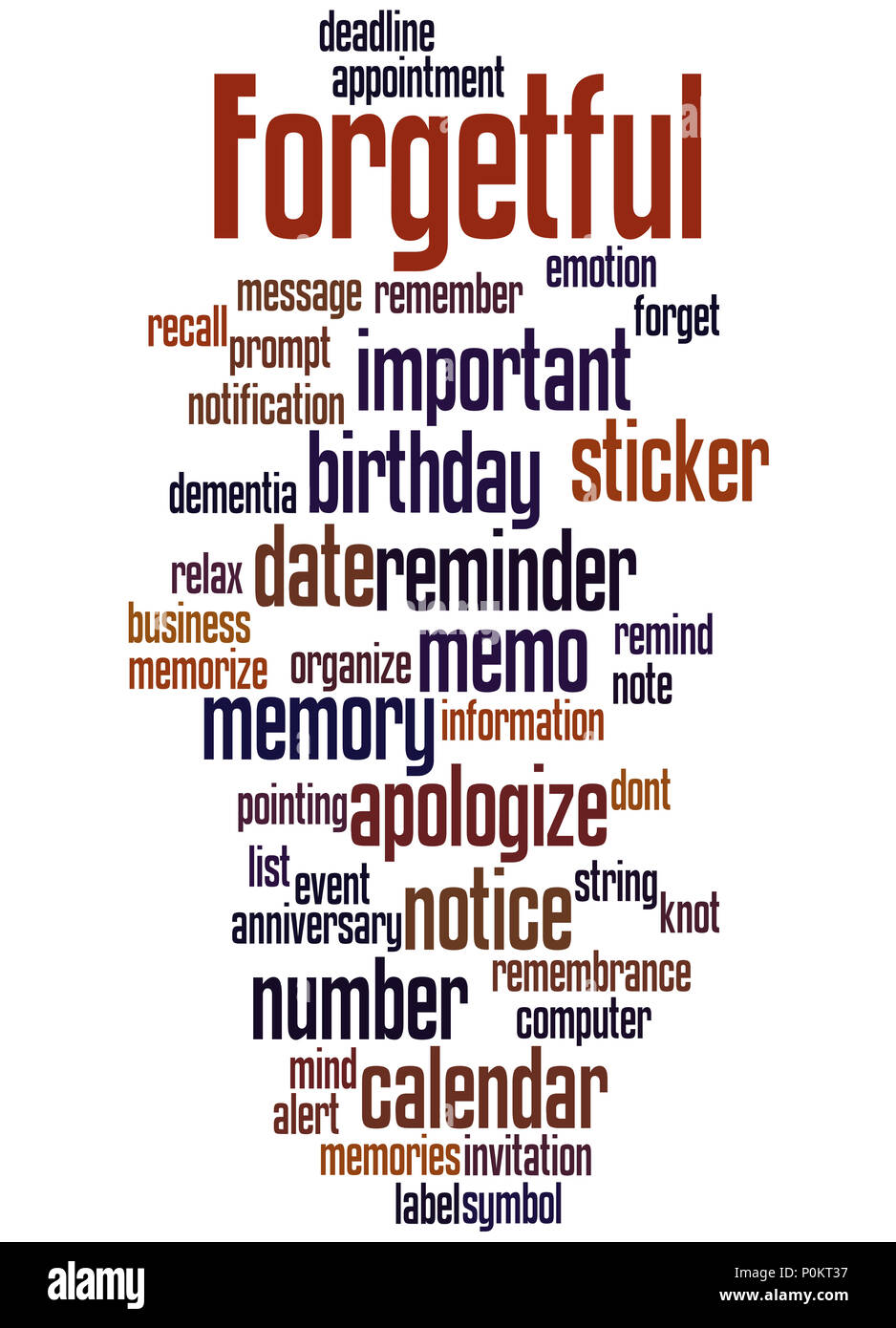 Forgetful, word cloud concept on white background Stock Photo - Alamy