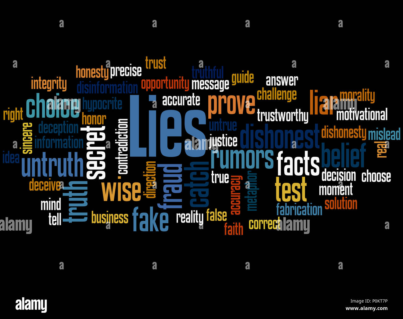 Lies, word cloud concept on black background Stock Photo - Alamy