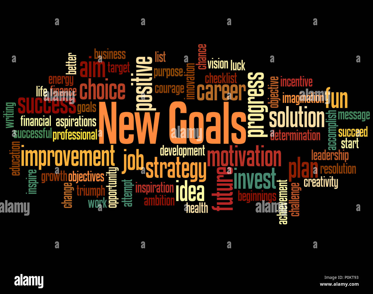 New goals, word cloud concept on black background Stock Photo - Alamy