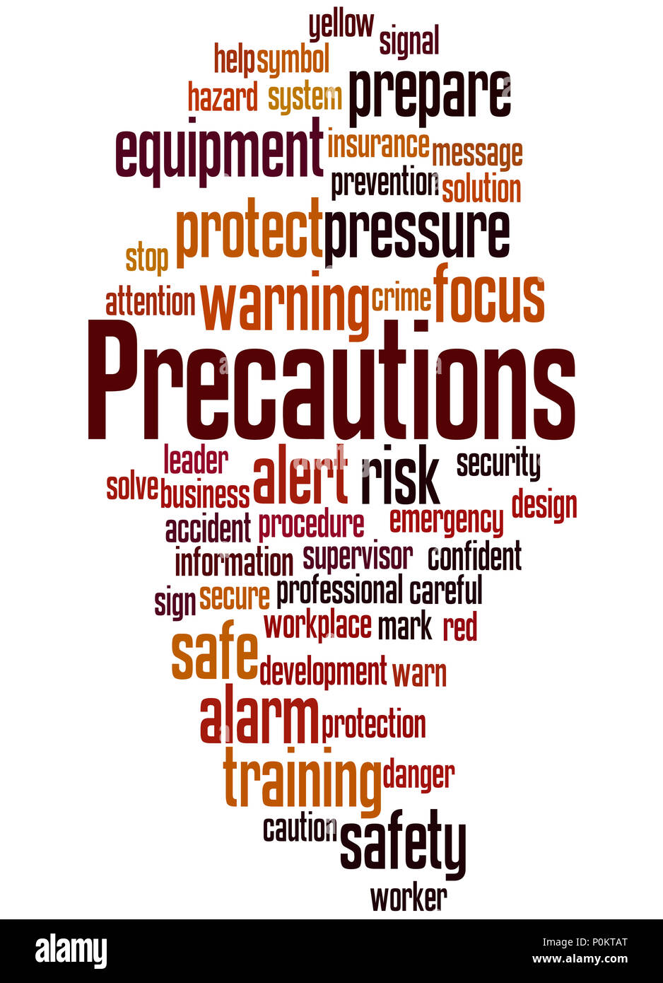Precautions, word cloud concept on white background Stock Photo - Alamy