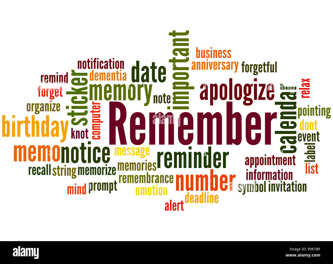 Remember, word cloud concept on white background Stock Photo - Alamy