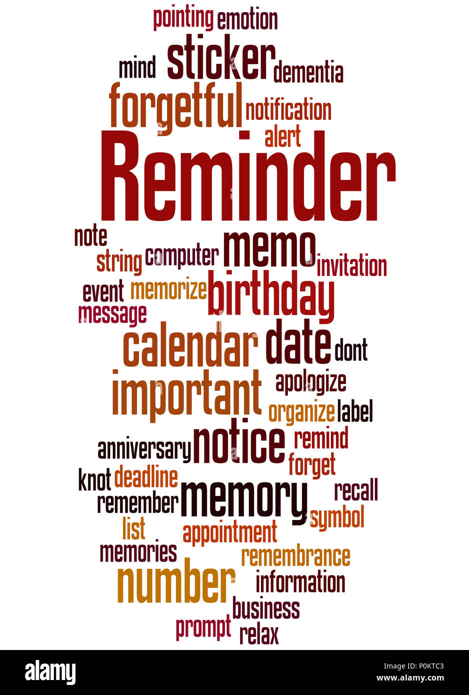 Reminder, word cloud concept on white background Stock Photo - Alamy