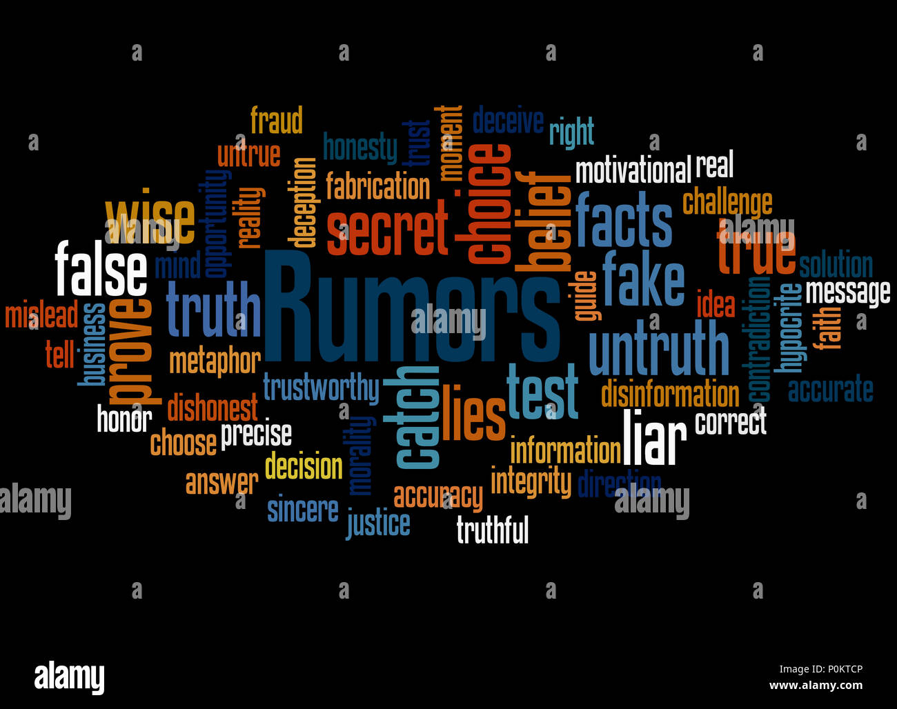 Rumors, word cloud concept on black background Stock Photo - Alamy
