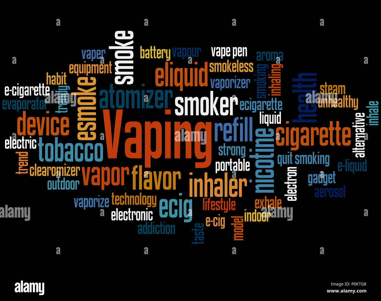 Vaping, word cloud concept on black background Stock Photo - Alamy