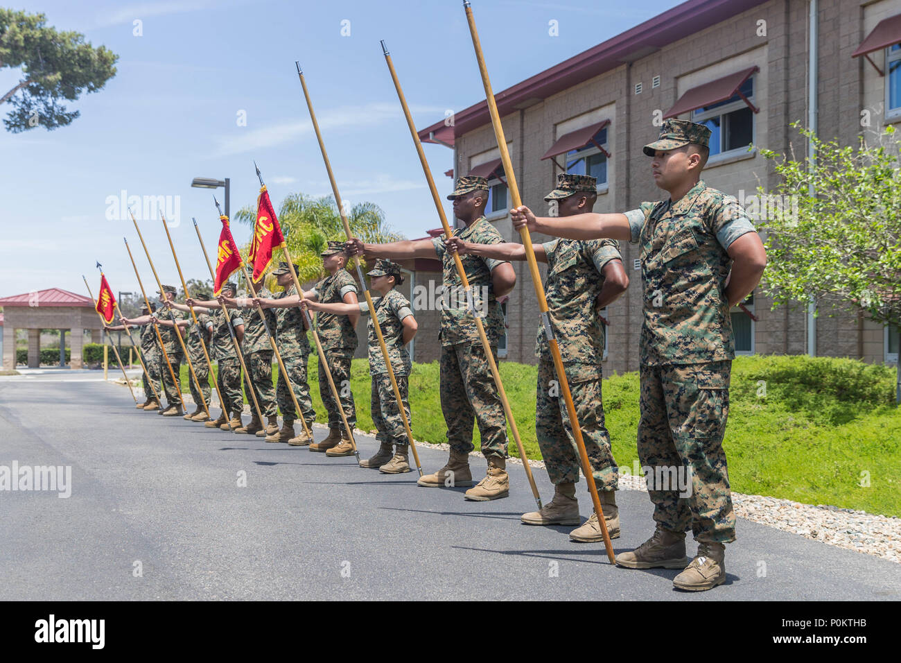 Marines practice guidon drill during Lance Corporal Leadership and ...