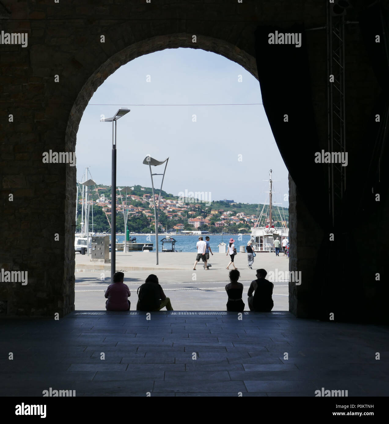 View to Harbour through Archway, Koper, Slovenia Stock Photo - Alamy